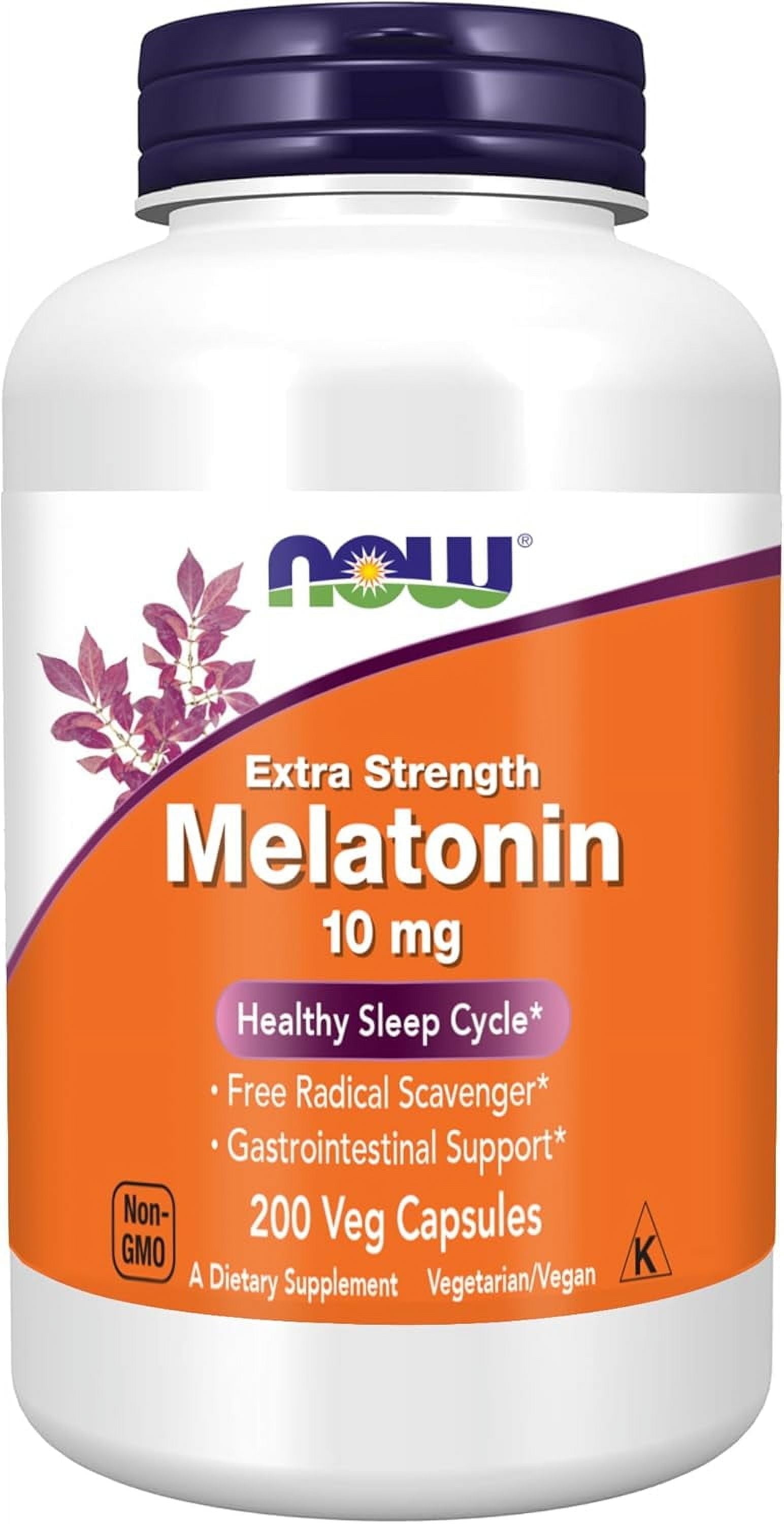 NOW Foods Supplements Melatonin Extra Strength 10 mg Vegan Free Radical ...
