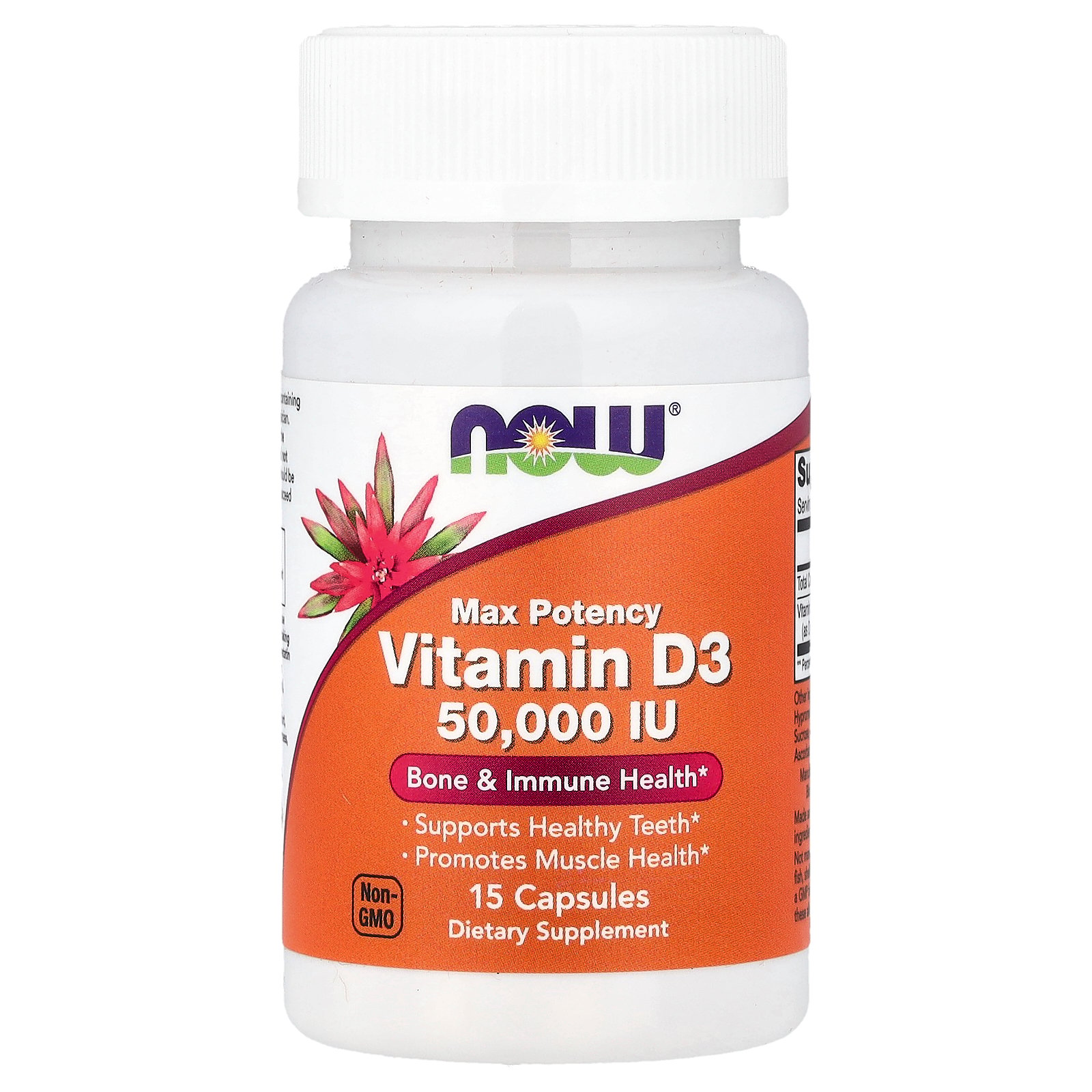 NOW Foods Vitamin D3, Max Potency, 50,000 IU, 15 Capsules - Walmart.com