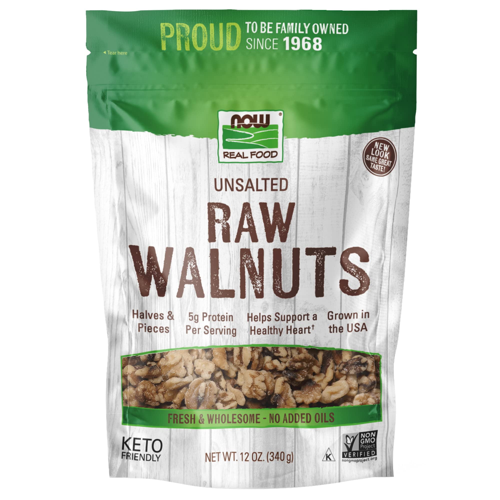 NOW Foods, Walnuts, Raw and Unsalted, Halves and Pieces, Natural Source ...