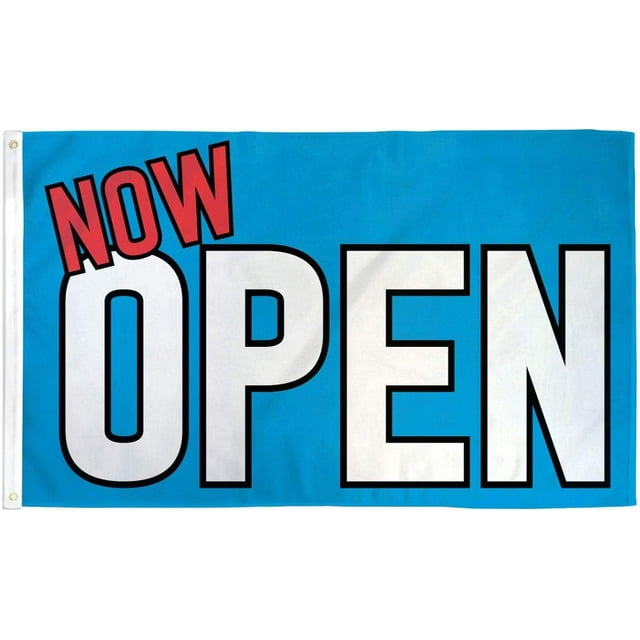 NOW OPEN Flag Blue Business Banner 3 x 5 Foot Grand Opening Advertising ...