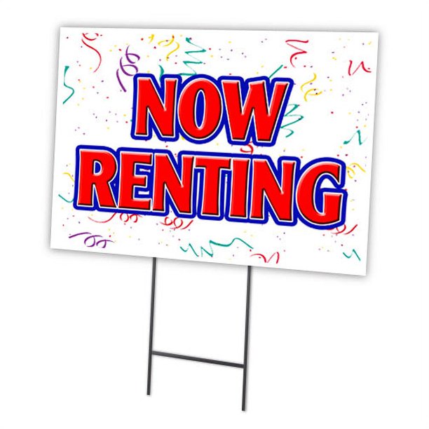 NOW RENTING 18"x24" Yard Sign & Stake | Advertise Your Business | Stake ...