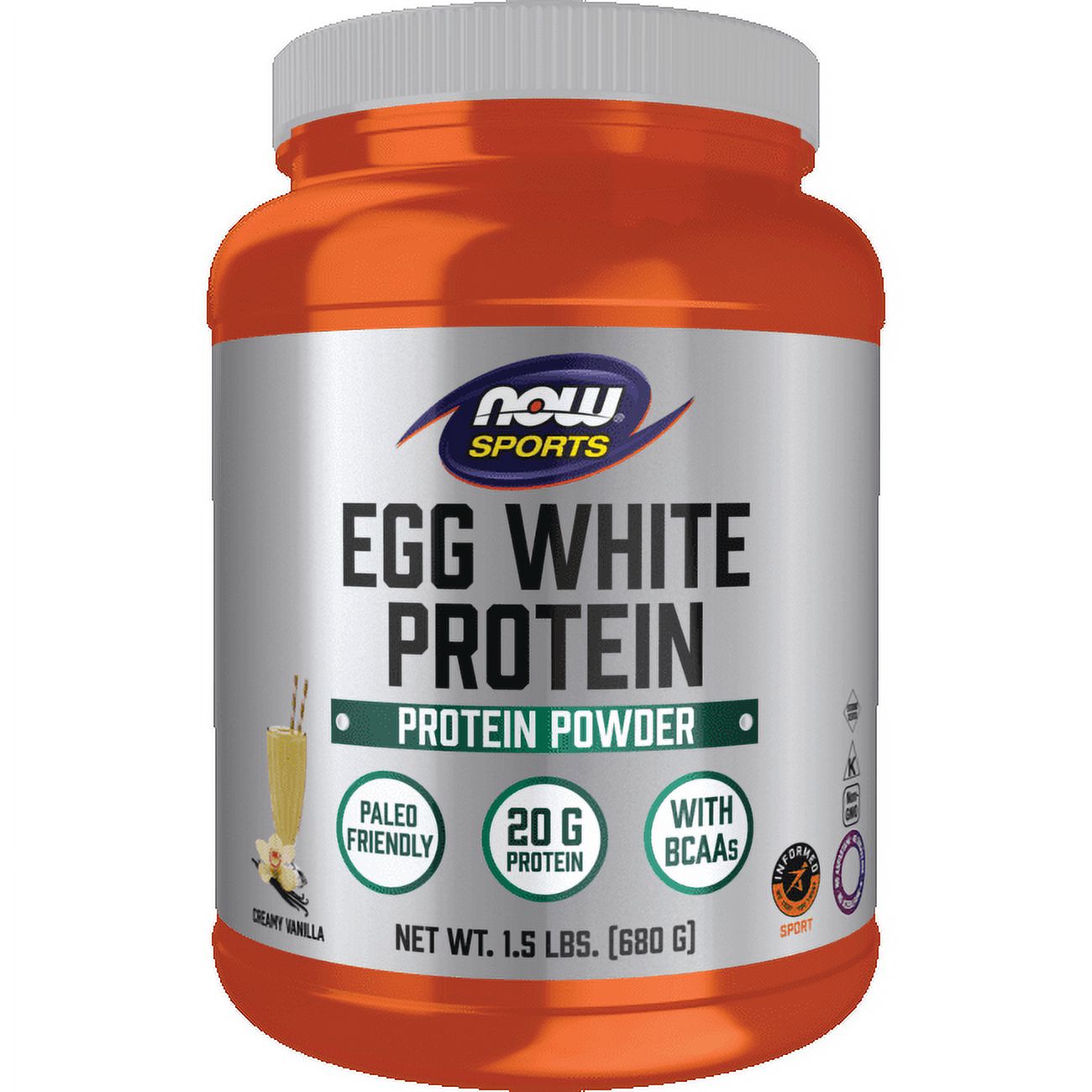 NOW Sports Eggwhite Protein Powder, Vanilla Crème, 20g Protein, 1.5 Lb ...