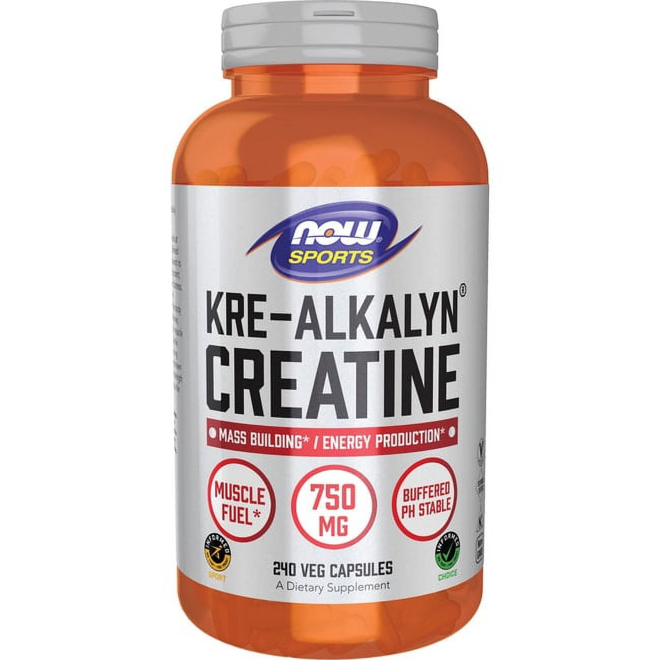 NOW Sports Kre-Alkalyn Creatine Capsules, 240 Ct - Walmart Business ...