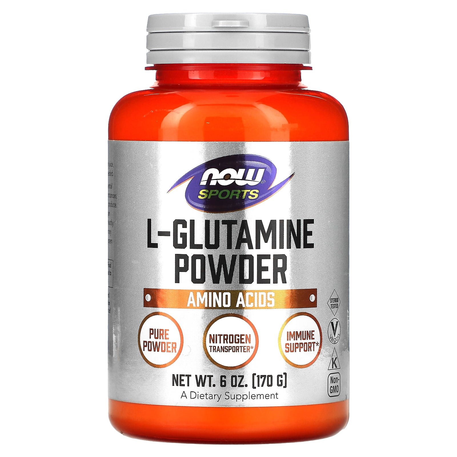 NOW L-Glutamine Powder, Pure Amino Acid, Nitrogen Transporter, Immune ...