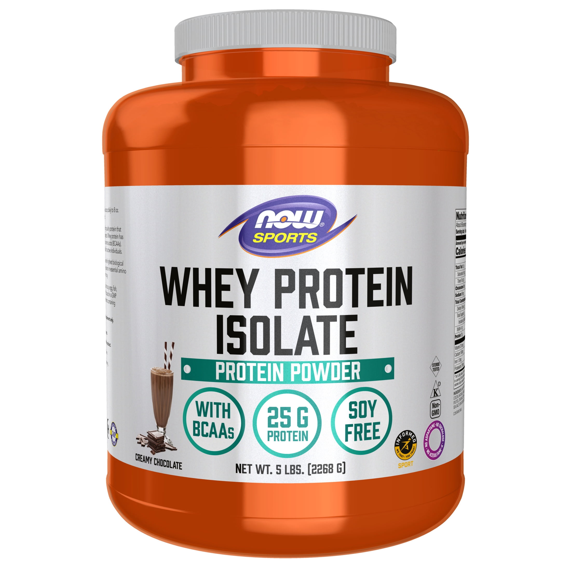 NOW Whey Protein Isolate 25 G BCAAs Creamy Chocolate Powder 5-Pound ...