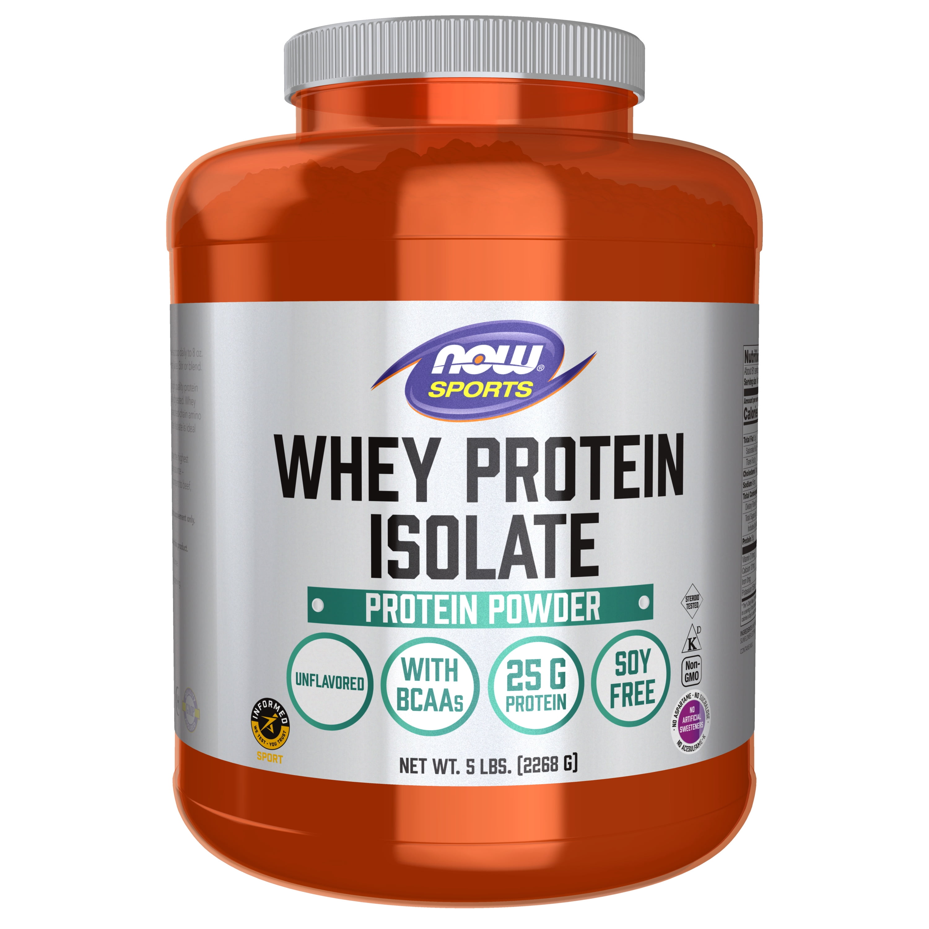 NOW Sports Active Whey Protein Isolate (25g BCAAs) - Unflavored, 5 ...