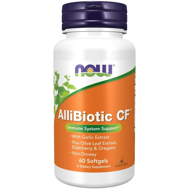 NOW Supplements AlliBiotic CF™, 60 Medicine Capsules with Garlic ...