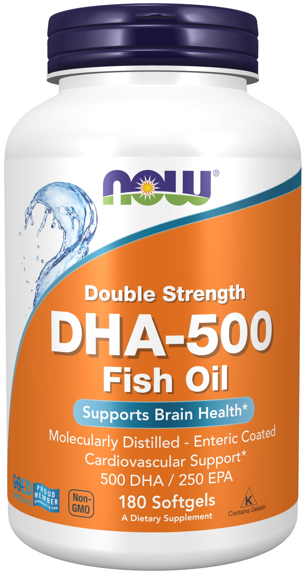 NOW Supplements, DHA-500 with 250 EPA, Molecularly Distilled, Supports ...