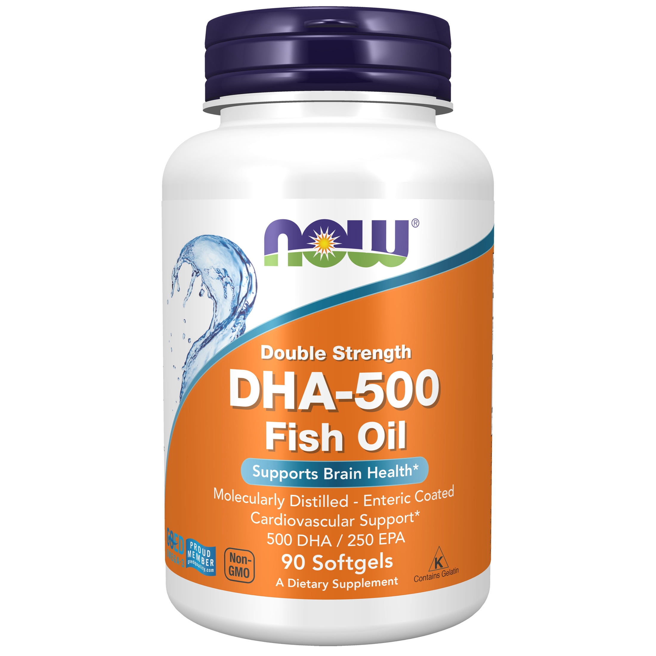 NOW, Fish Oil Softgels, DHA-500 with 250 EPA, 90 count - Walmart.com