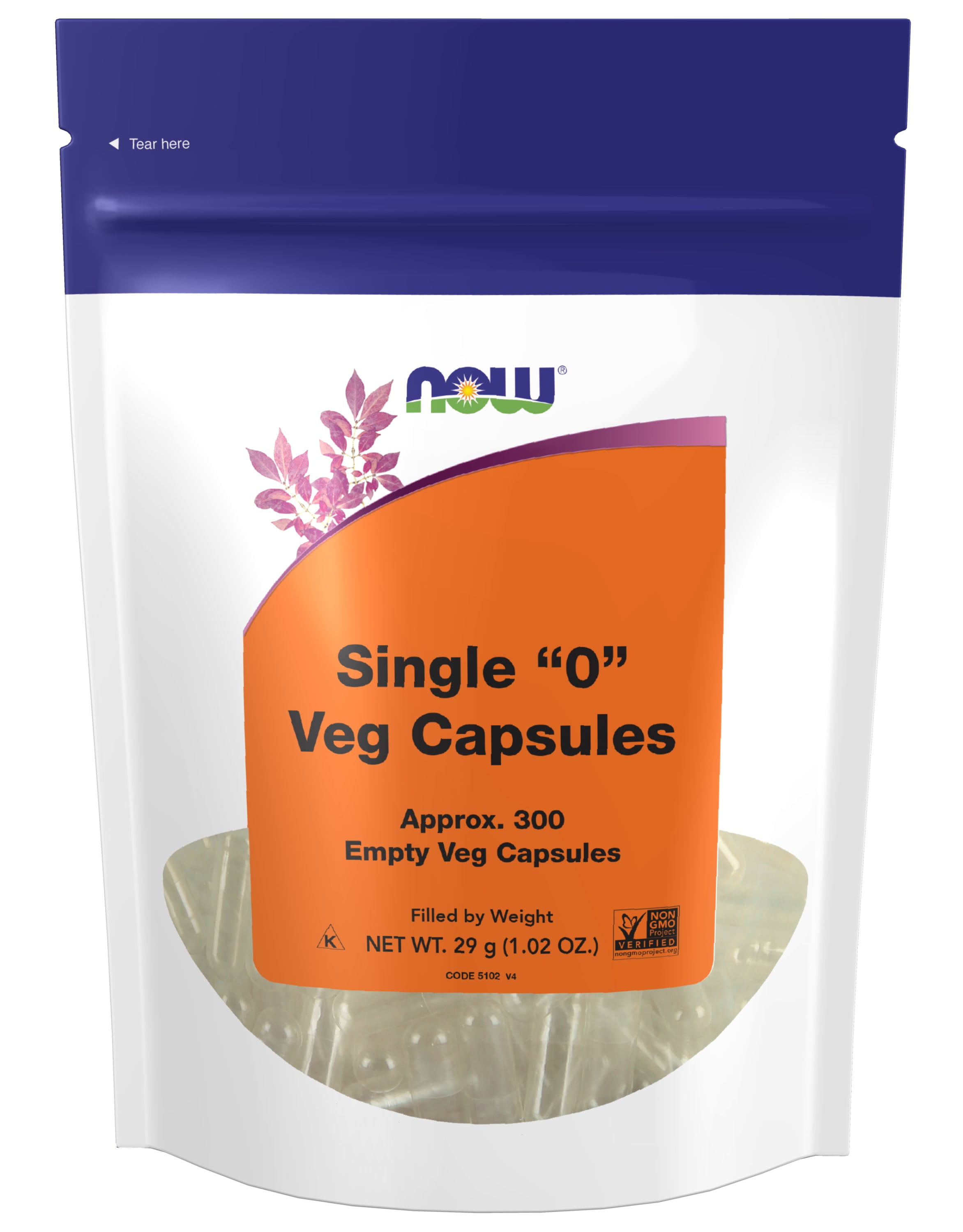 NOW Supplements, Empty Vegetarian Capsules, Single "0", Non-GMO Project ...