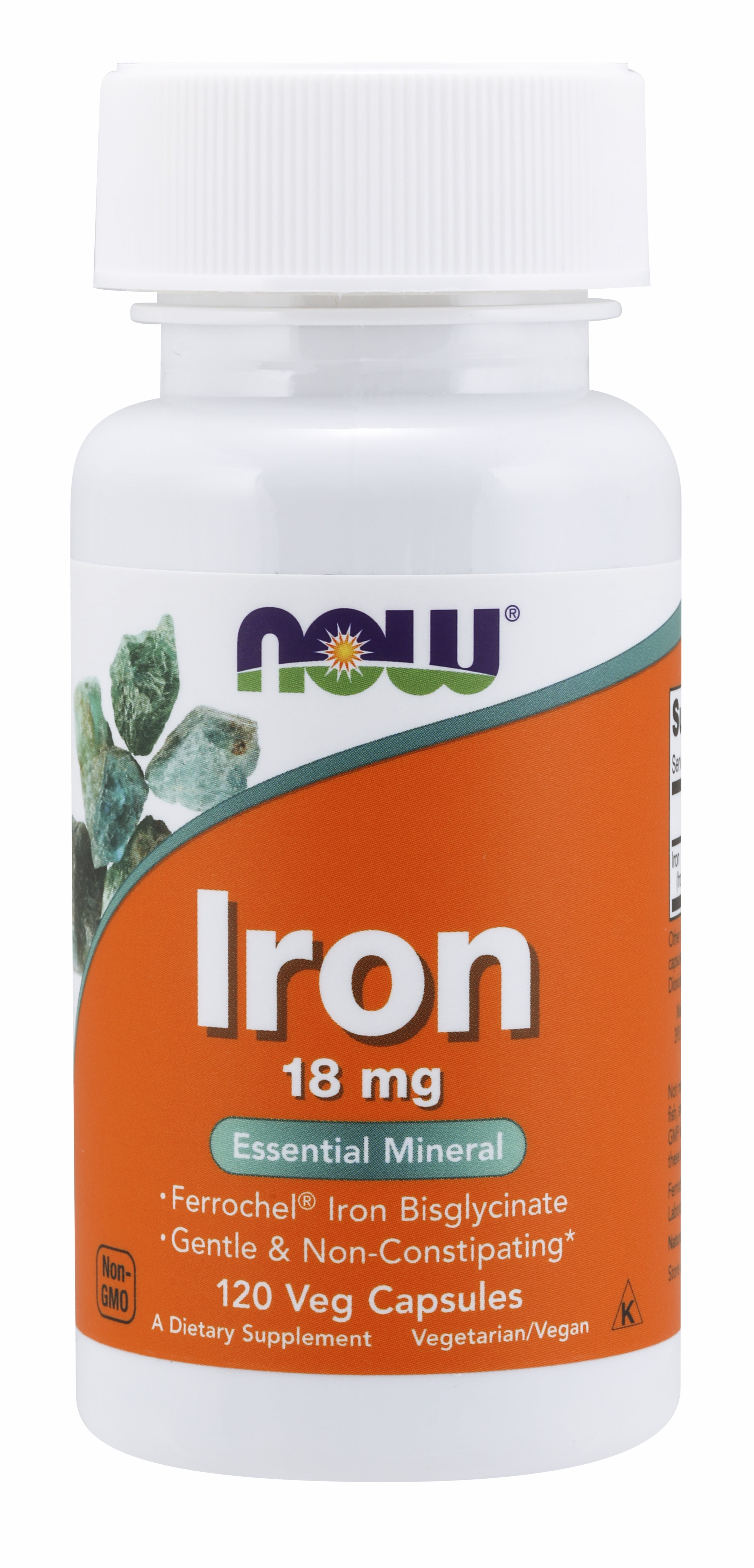 NOW Supplements, Iron 18 mg, Non-Constipating*, Essential Mineral, 120 ...