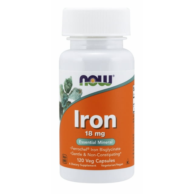NOW Supplements, Iron 18 mg, Non-Constipating*, Essential Mineral, 120 ...