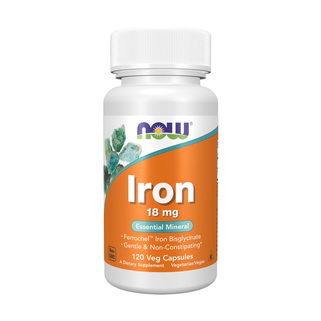 NOW Supplements, High Absorption Iron 18mg, Gentle Fe Glycinate ...