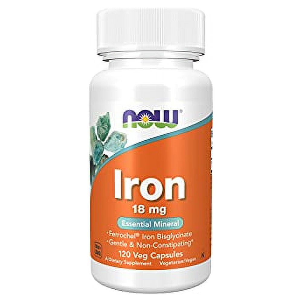 NOW Supplements, Iron 18 mg, Non-Constipating*, Essential Mineral, 120 ...