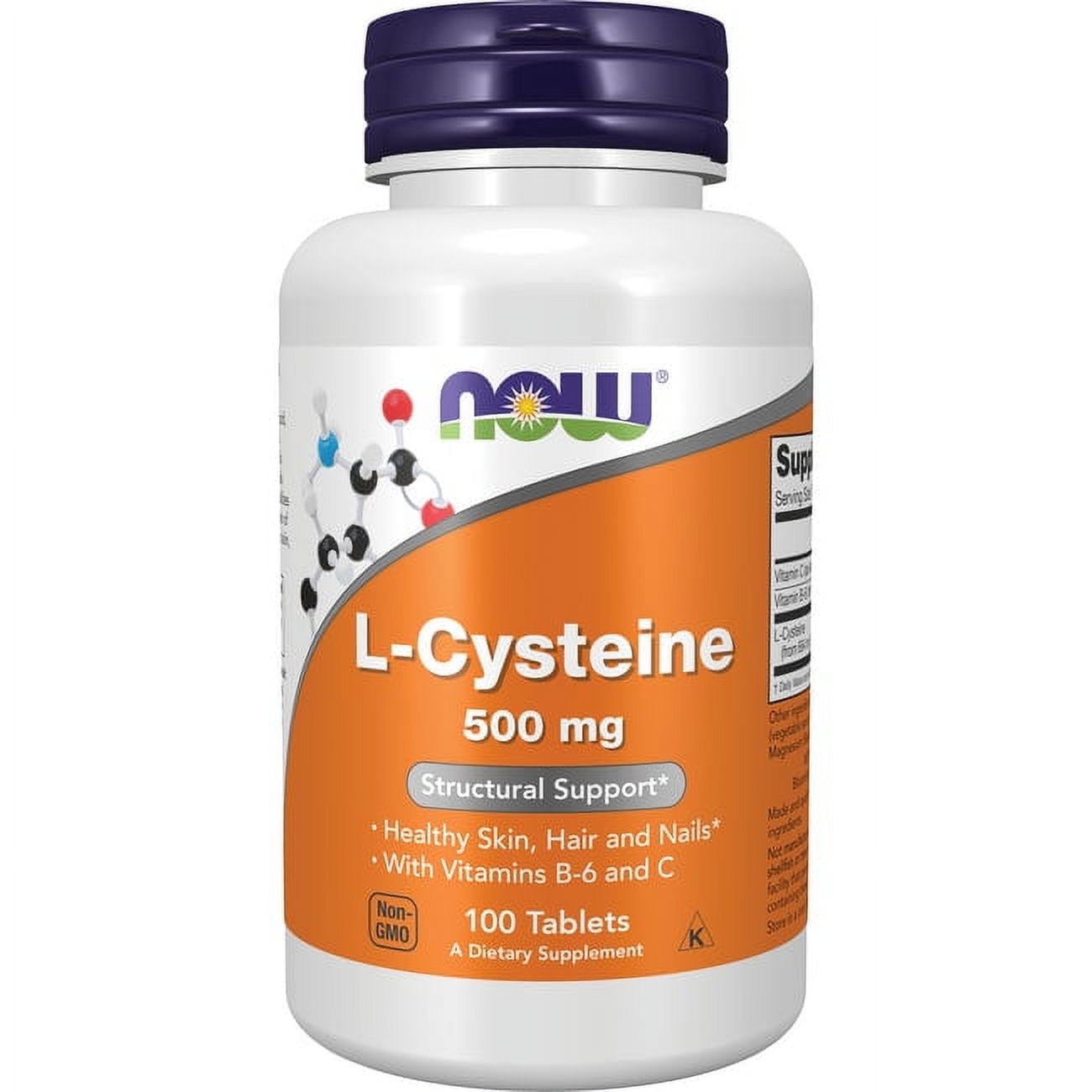 NOW Supplements, L-Cysteine 500 mg with Vitamins B-6 and C, Structural ...
