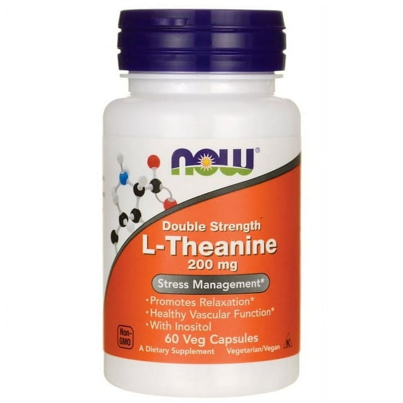 NOW Supplements, Natural L-Theanine 200mg with Inositol, Stress ...