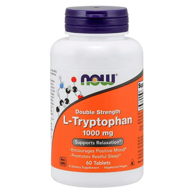 NOW Supplements, L-Tryptophan 1,000 mg, Double Strength, Encourages ...