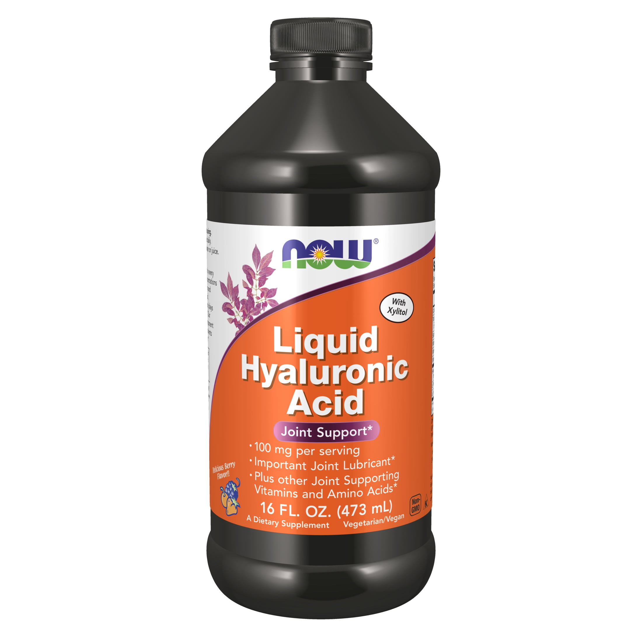NOW Supplements, Berry Flavor 100mg Oral Liquid Hyaluronic Acid, Joint ...
