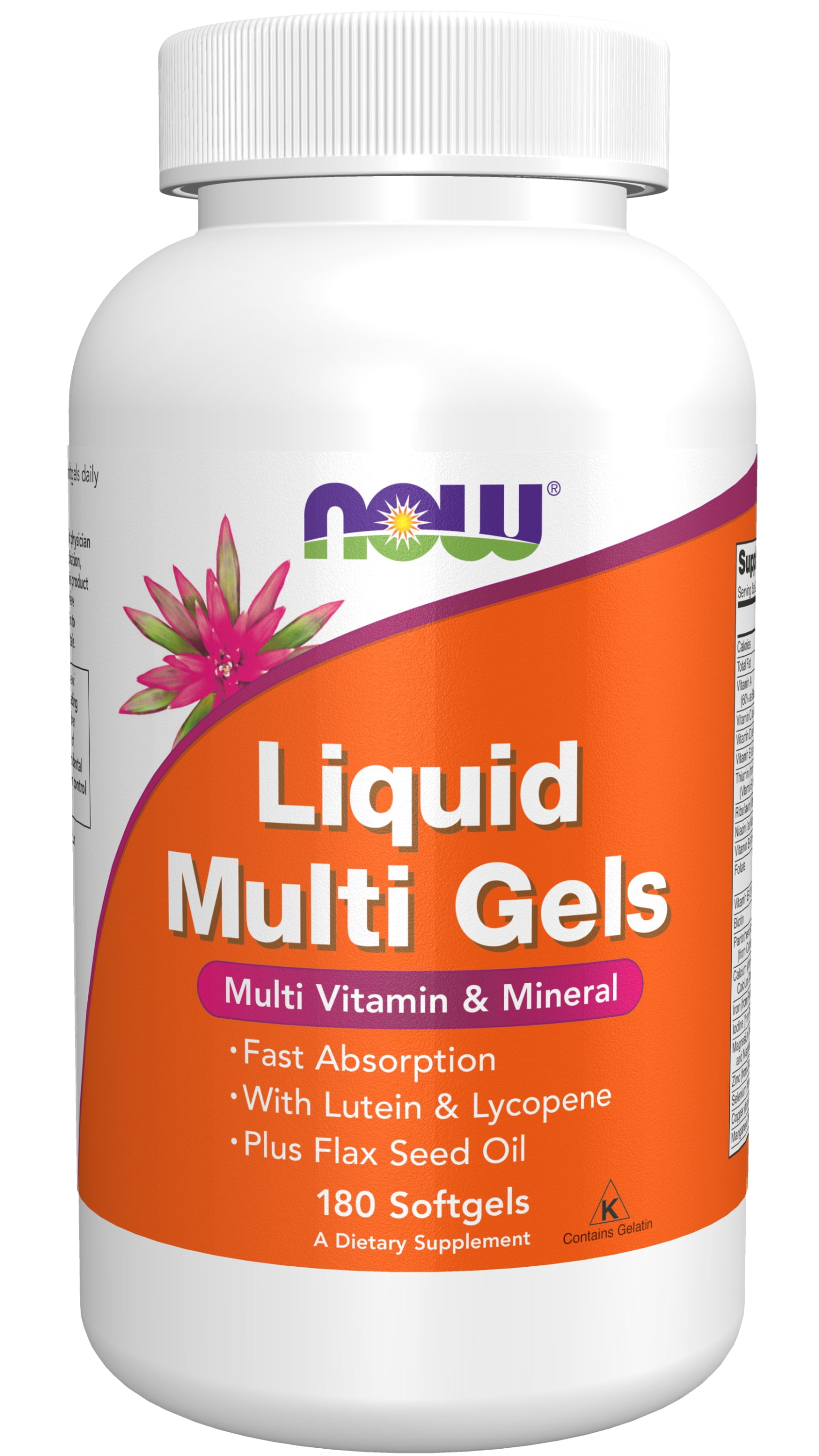 NOW Supplements, Liquid Multi Gels with Lutein and Lycopene, plus Flax ...