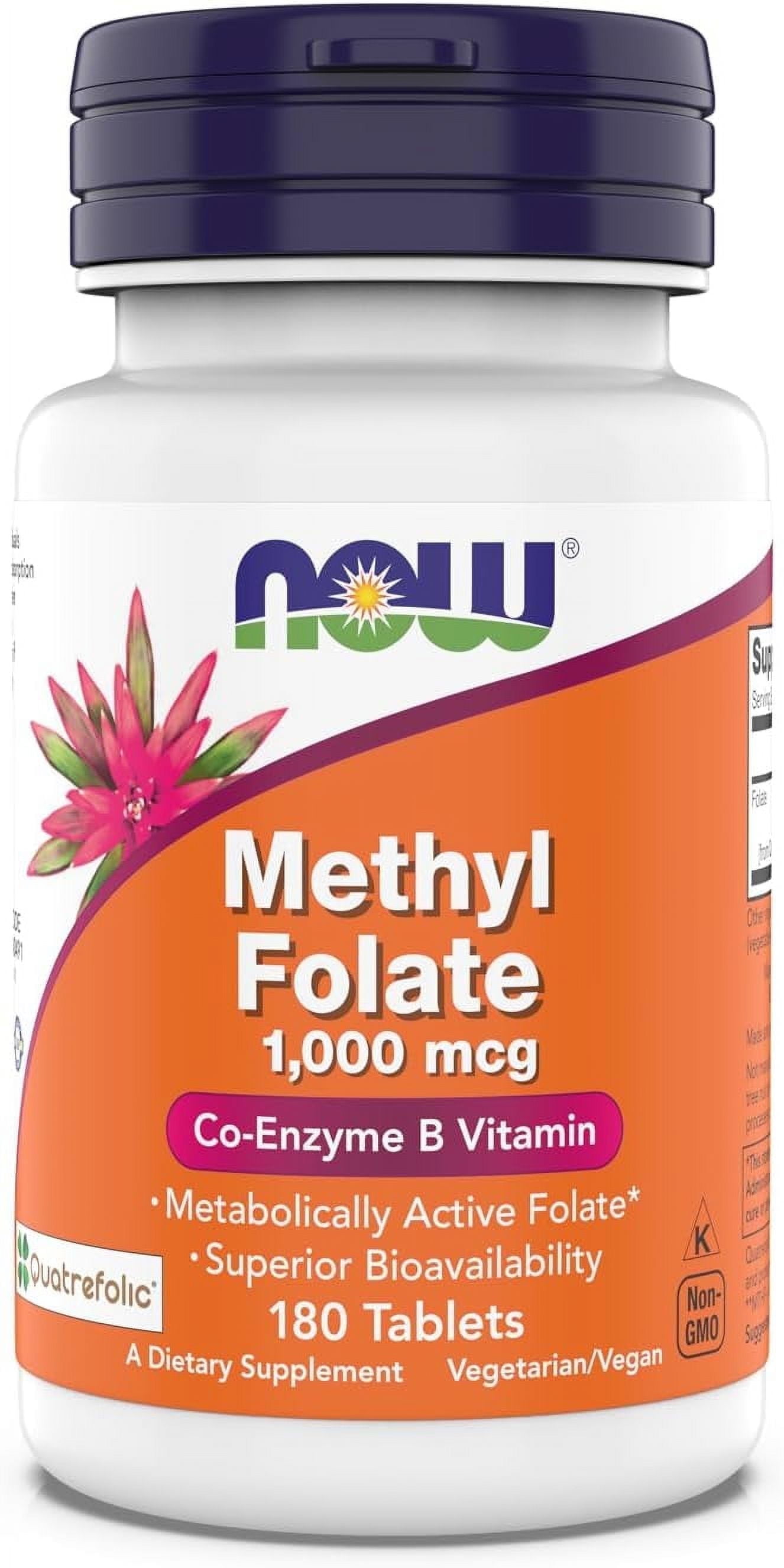 NOW Supplements, Methyl Folate 1,000 mcg, Co-Enzyme B Vitamin, 180 ...