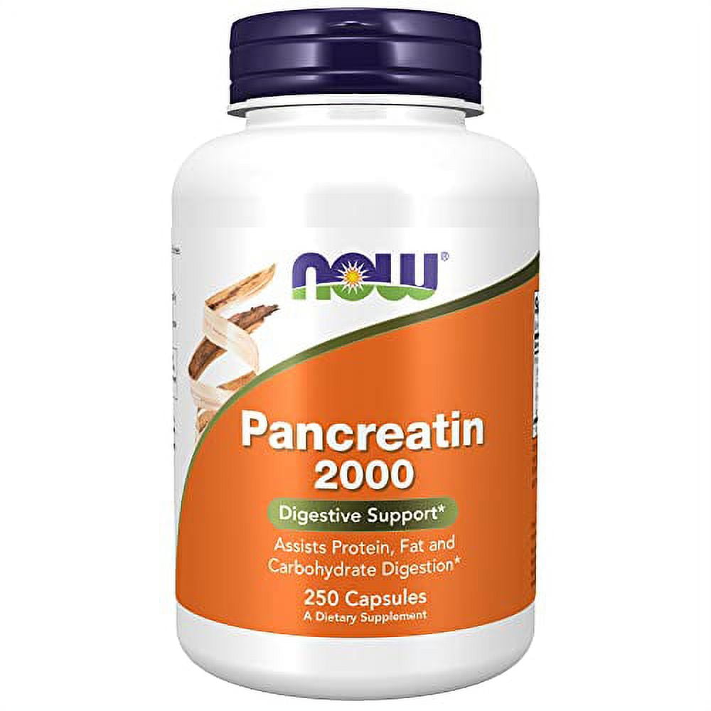 NOW Supplements, Pancreatin 10X 200 mg with naturally occurring ...