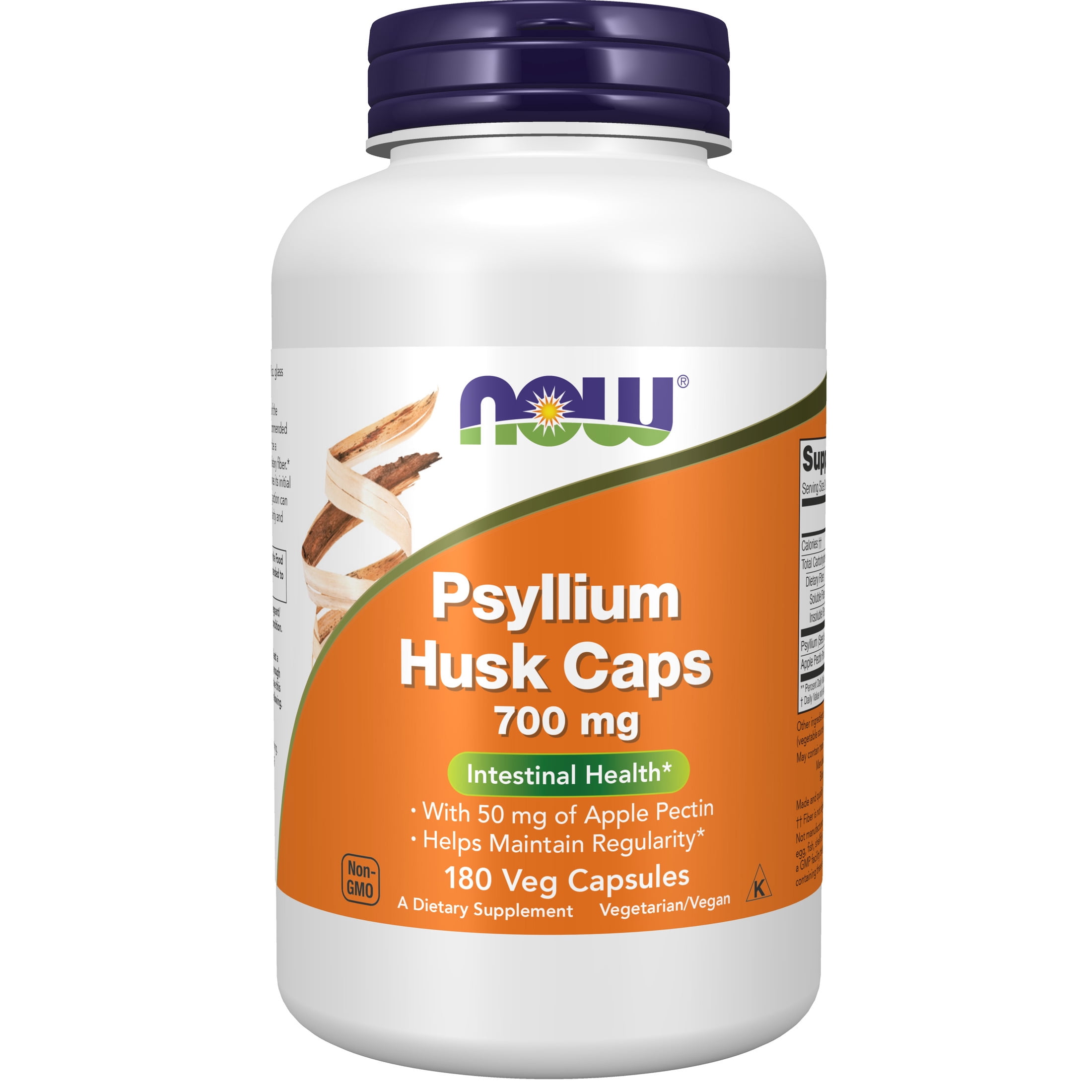 NOW Supplements, Fibre Gut Health Pills - Psyllium Husk & Apple Pectin ...