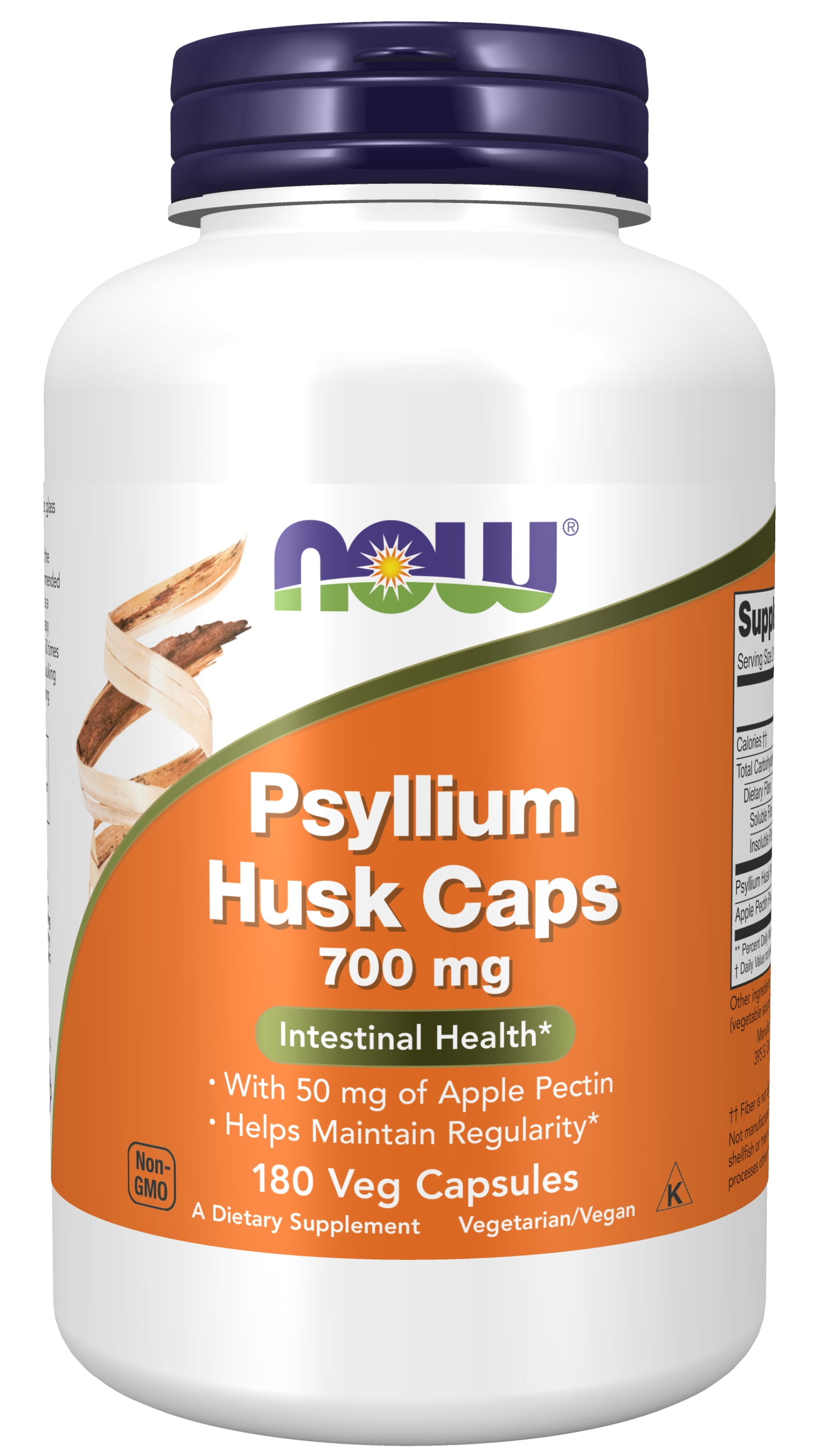 NOW Supplements, Fibre Gut Health Pills - Psyllium Husk & Apple Pectin ...