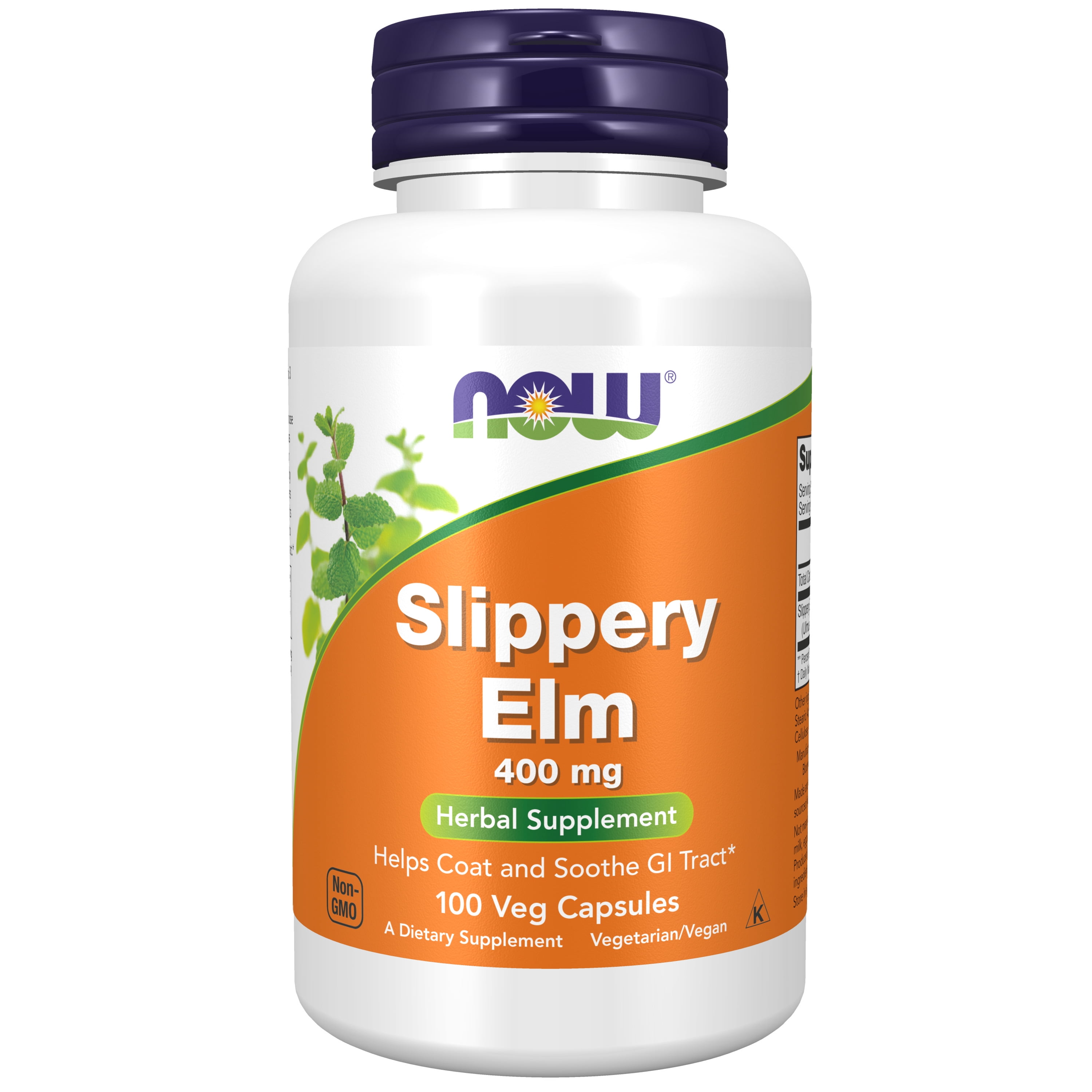 NOW Supplements, 100 Veg Capsules of Slippery Elm (Ulmus rubra) 400 mg ...