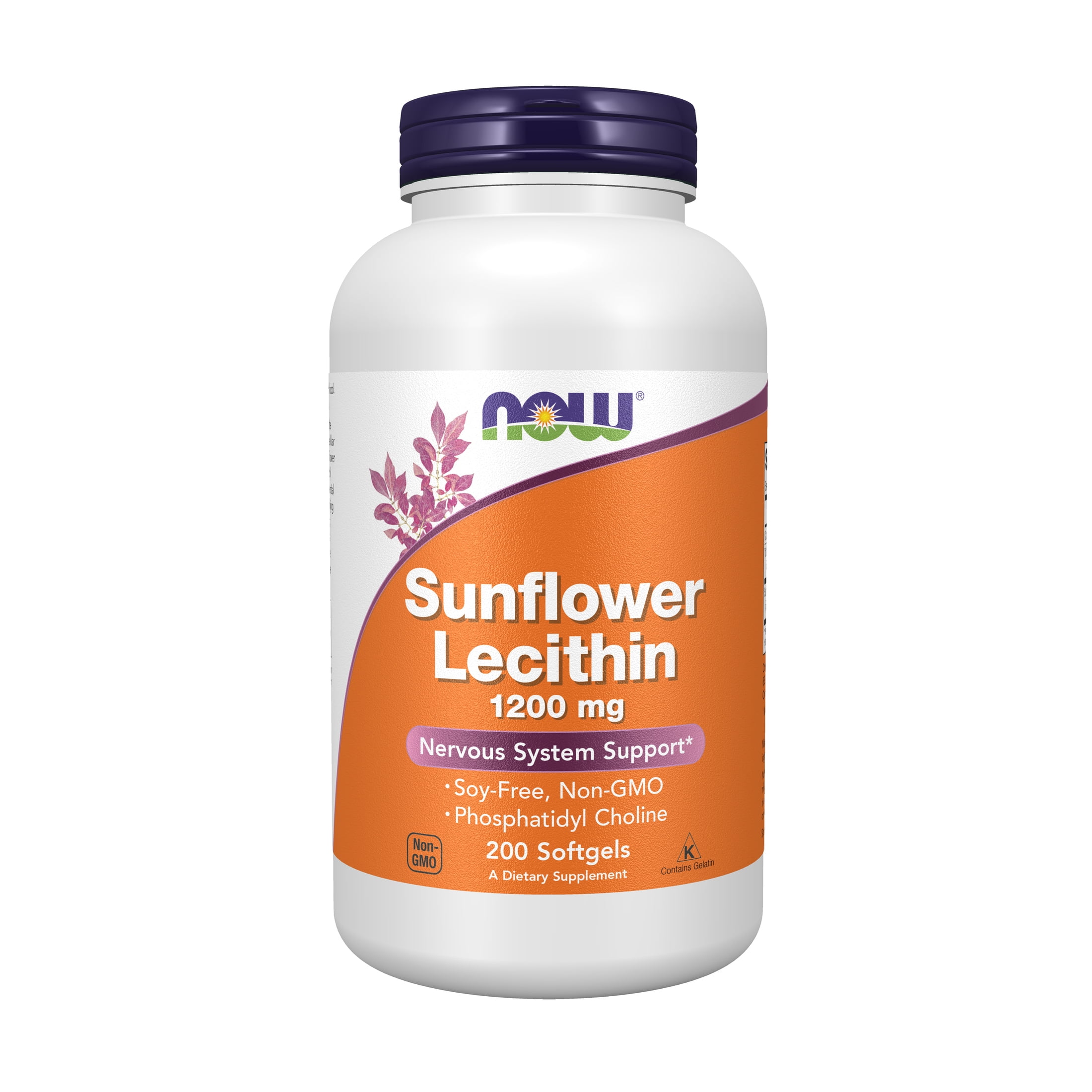 NOW Supplements, Non-GMO Sunflower Lecithin 1200mg, Phosphatidyl ...