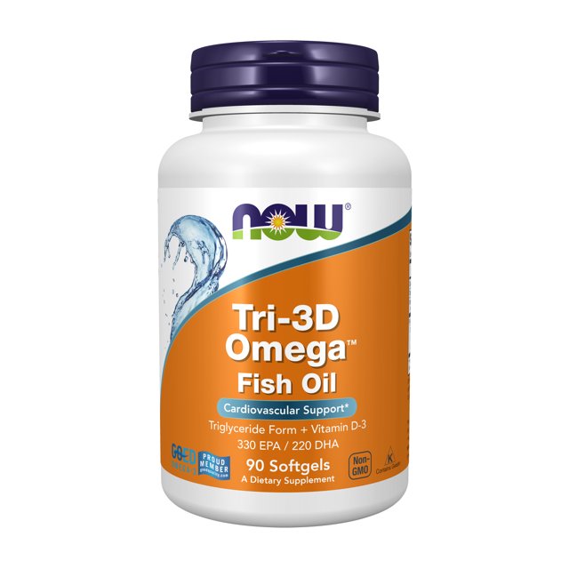 NOW Supplements, Tri-3D Omega™, Triglyceride Form of Omega-3 Fish Oil ...