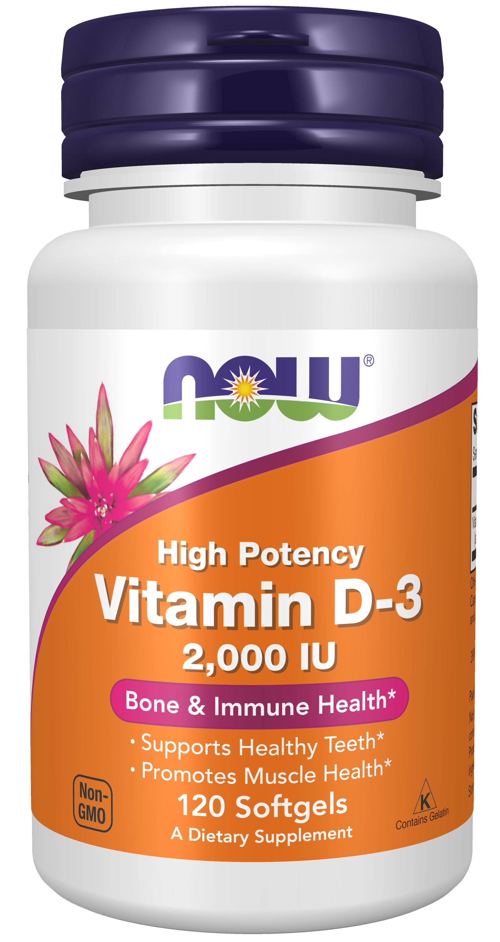 NOW Supplements, Vitamin D-3 2,000 IU, High Potency, Structural Support ...