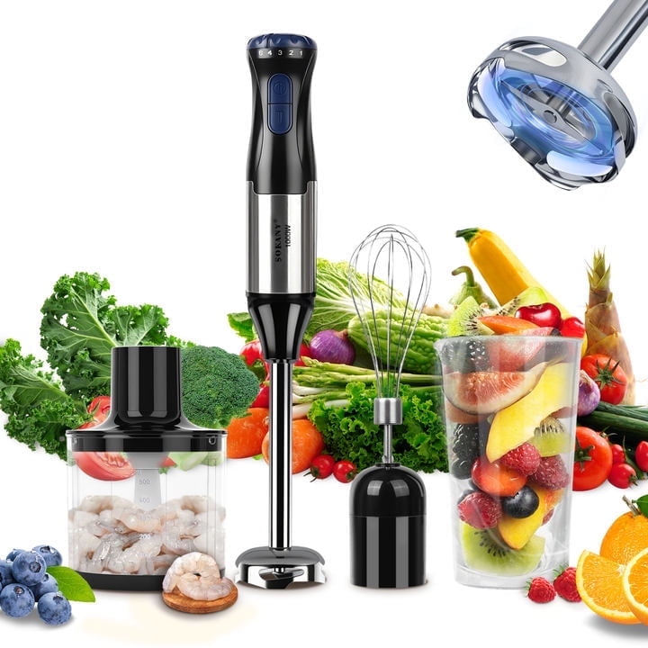 NOYAFA Immersion Blender, 4 in 1 Immersion Hand Blender, 5 Speed ...