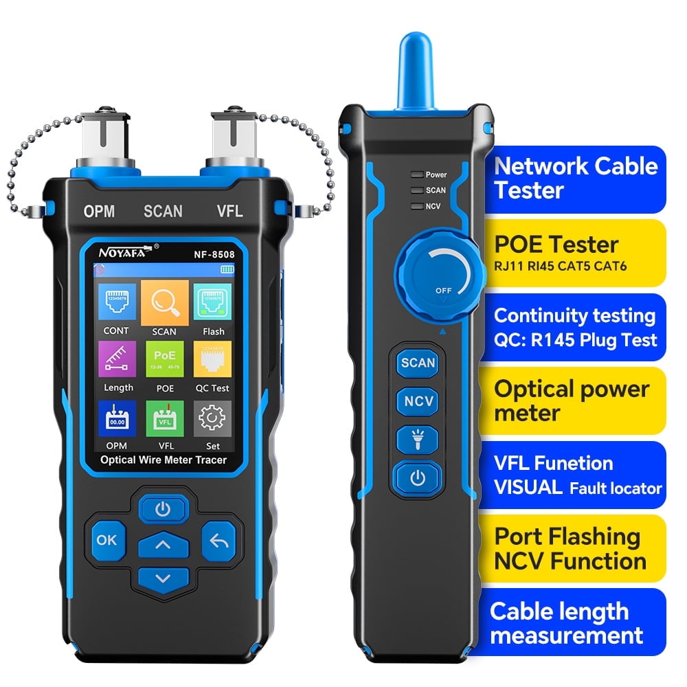 NOYAFA NF-8508 Network Cable Tester with Optical Power Meter VFL, CAT5 ...