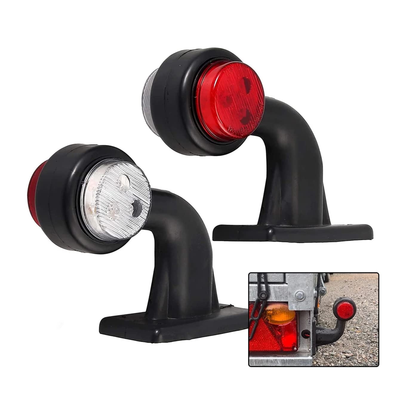 NP 2X Truck Trailer DC20 LED Elbow Rubber Side Marker Light White Red ...