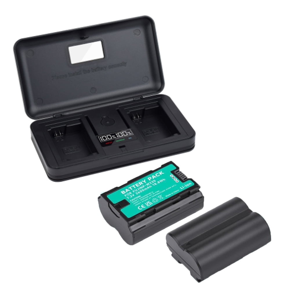 NP-W235 2 Pack 7.2 V 2600mAh LCD Multi-Functional Battery Charger Case ...