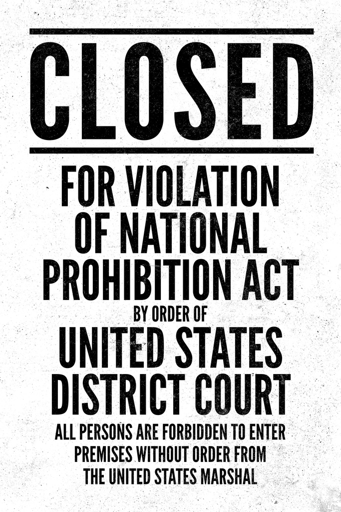 NPA National Prohibition Act Closed For Violation National Prohibition ...