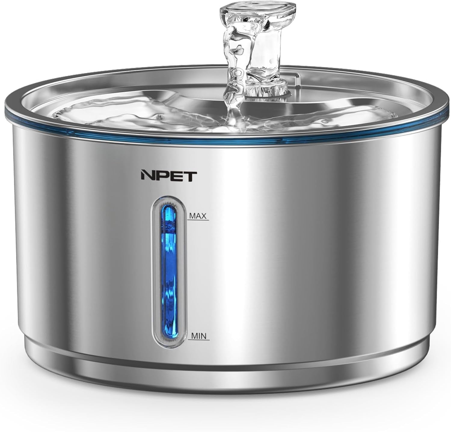 NPET 1 Gallon Stainless Steel Pet Water Fountain Quiet Filtered Cat ...