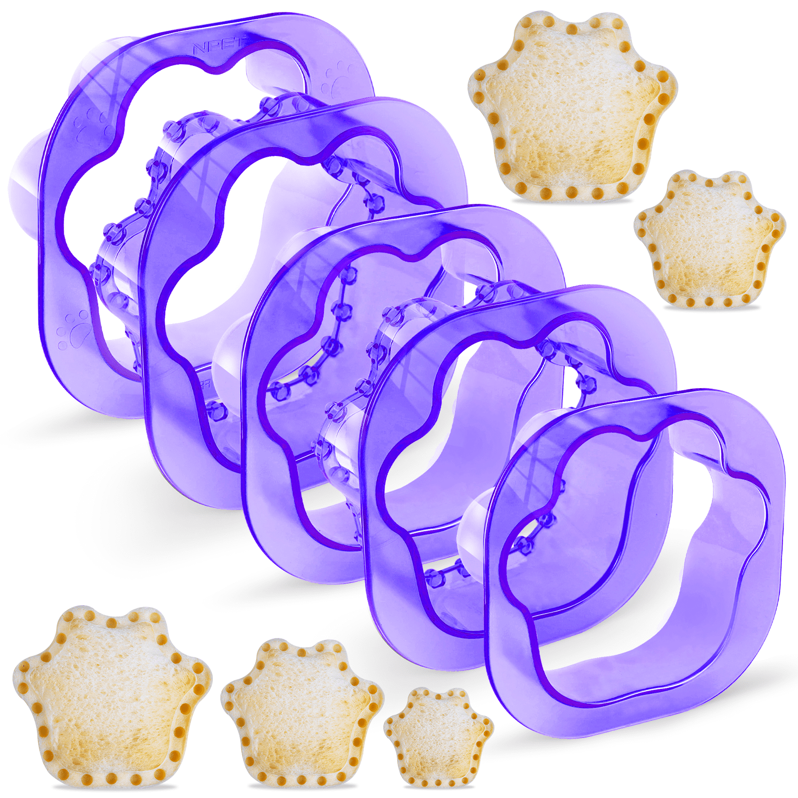 NPET 5 PCS Sandwich Cutter and Sealer for Kids, Cute Cat Paw Sandwich ...