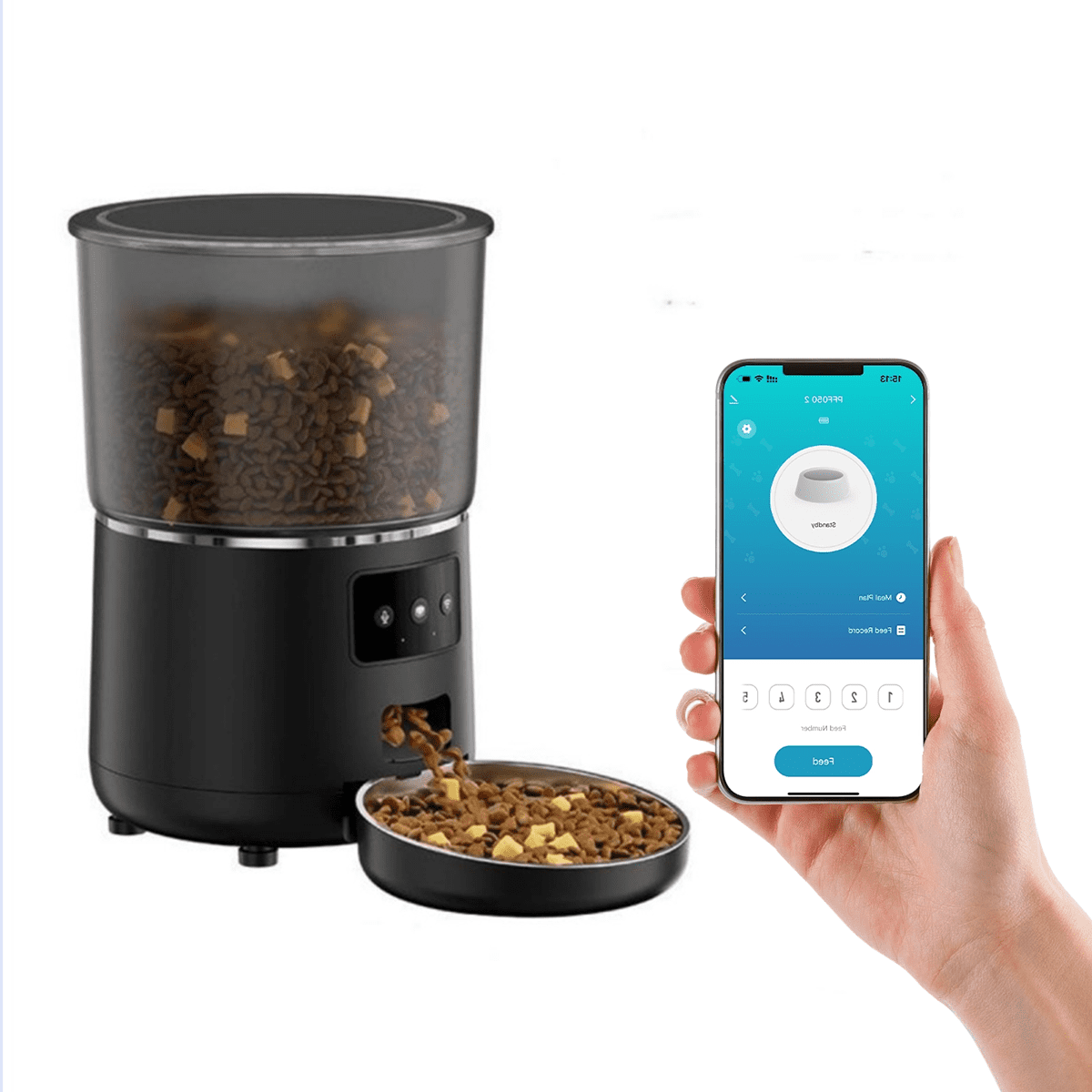 NPET WiFi Remote Control Automatic Cat Feeders, 135oz/4L Clog-Free ...