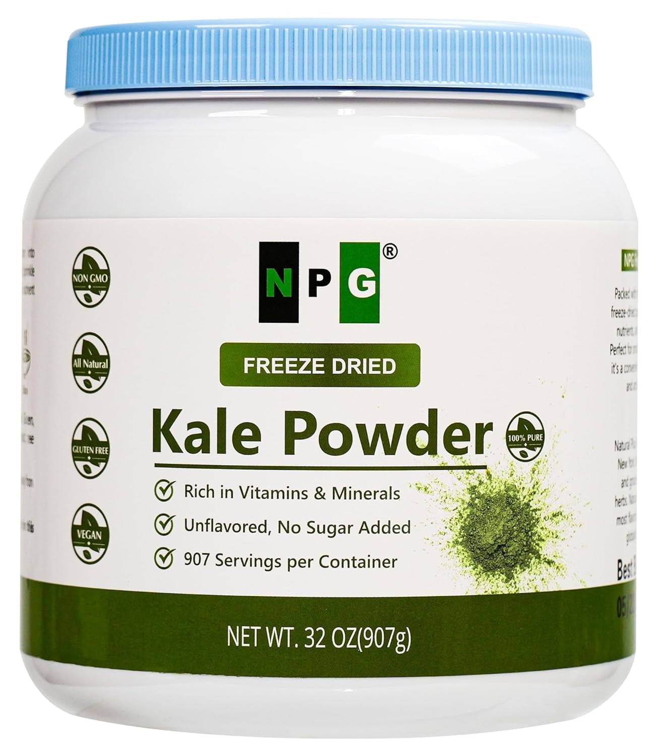 NPG Freeze-Dried Kale Powder 32 Oz (2 LB), 100% Pure, Non-GMO, Gluten ...