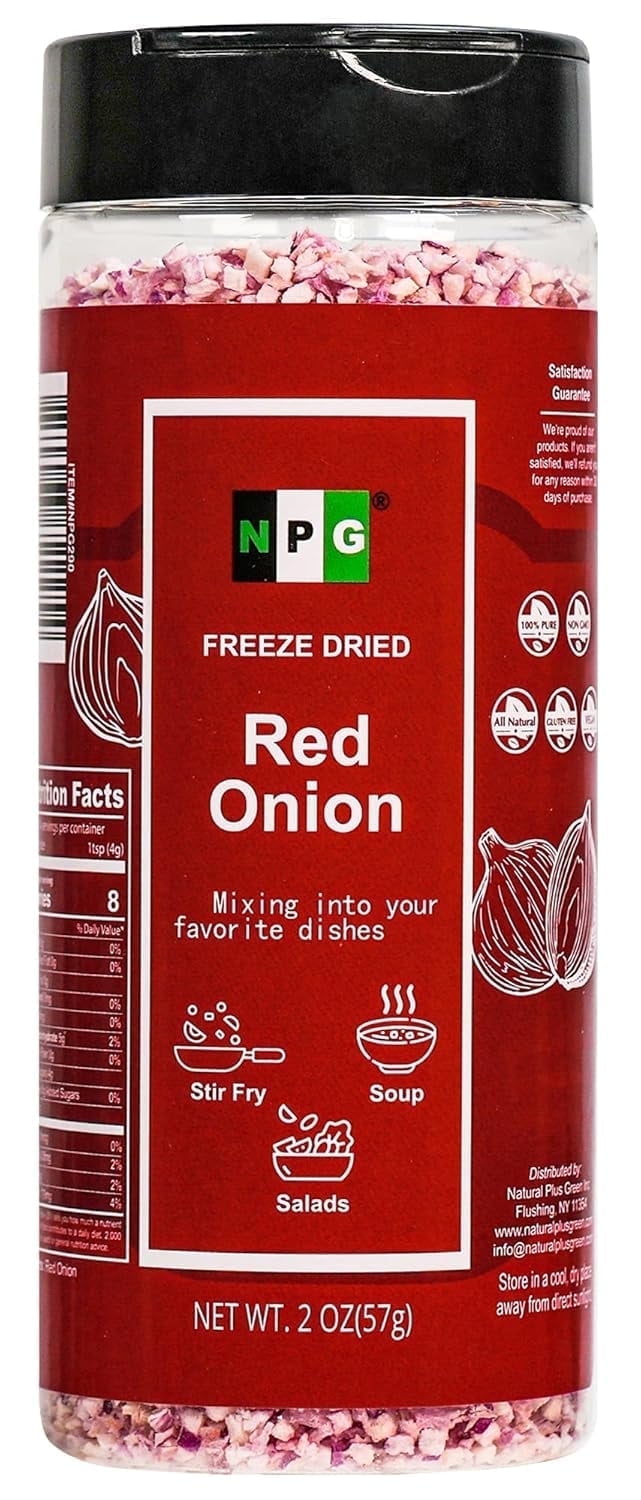 NPG Freeze-Dried Red Onion 2 Oz Chopped Diced Dehydrated Onion Ready to ...
