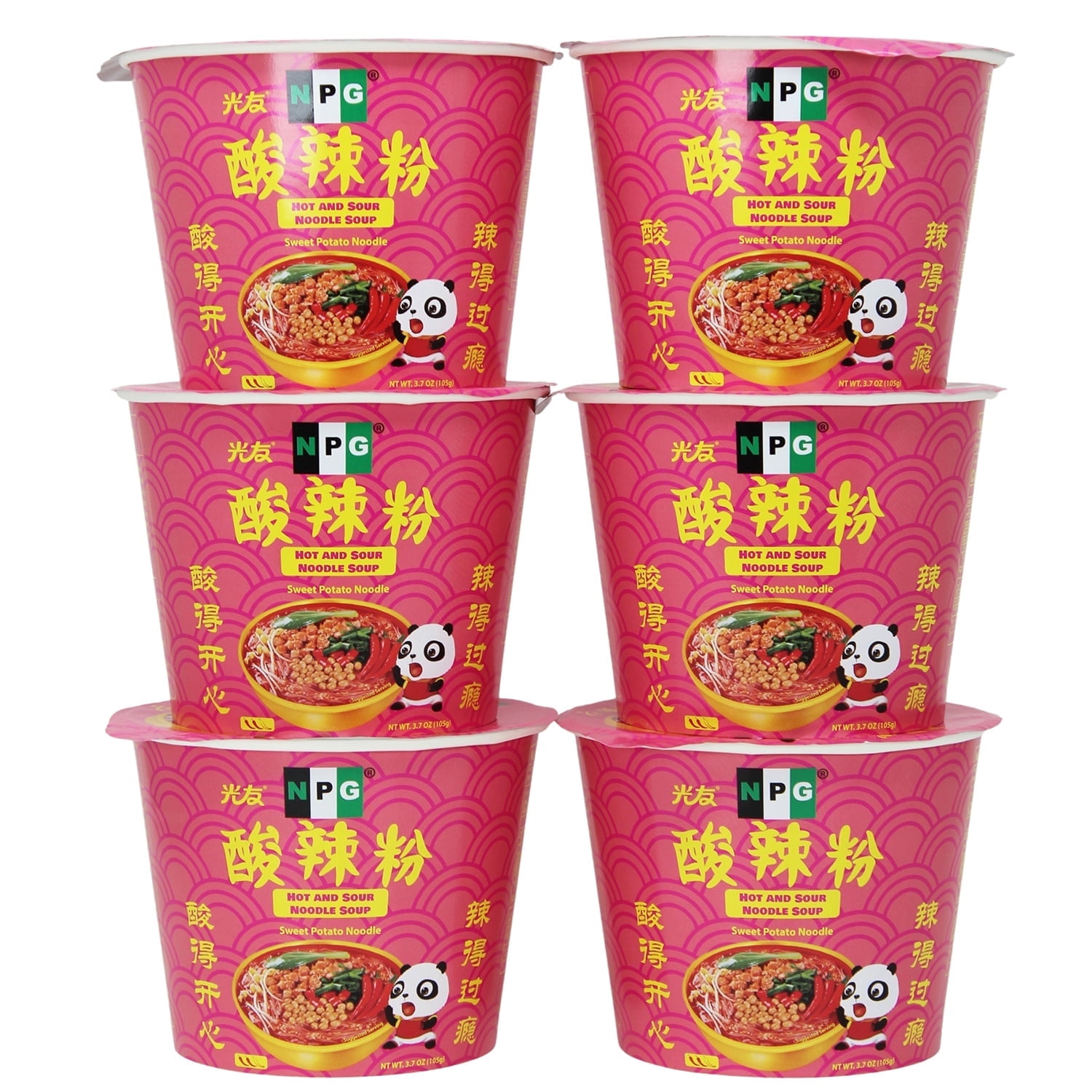 NPG Hot and Sour Noodles 3.7 Oz (Pack of 6), Non-Fried Sweet Potato ...