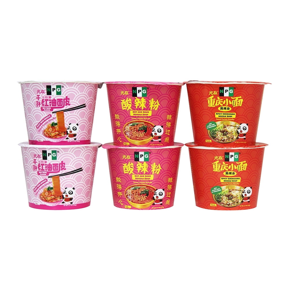 NPG Instant Ramen Noodle Variety Pack 3.7 oz (Pack of 6), Non-Fried Sweet Potato Noodle, Chili ...
