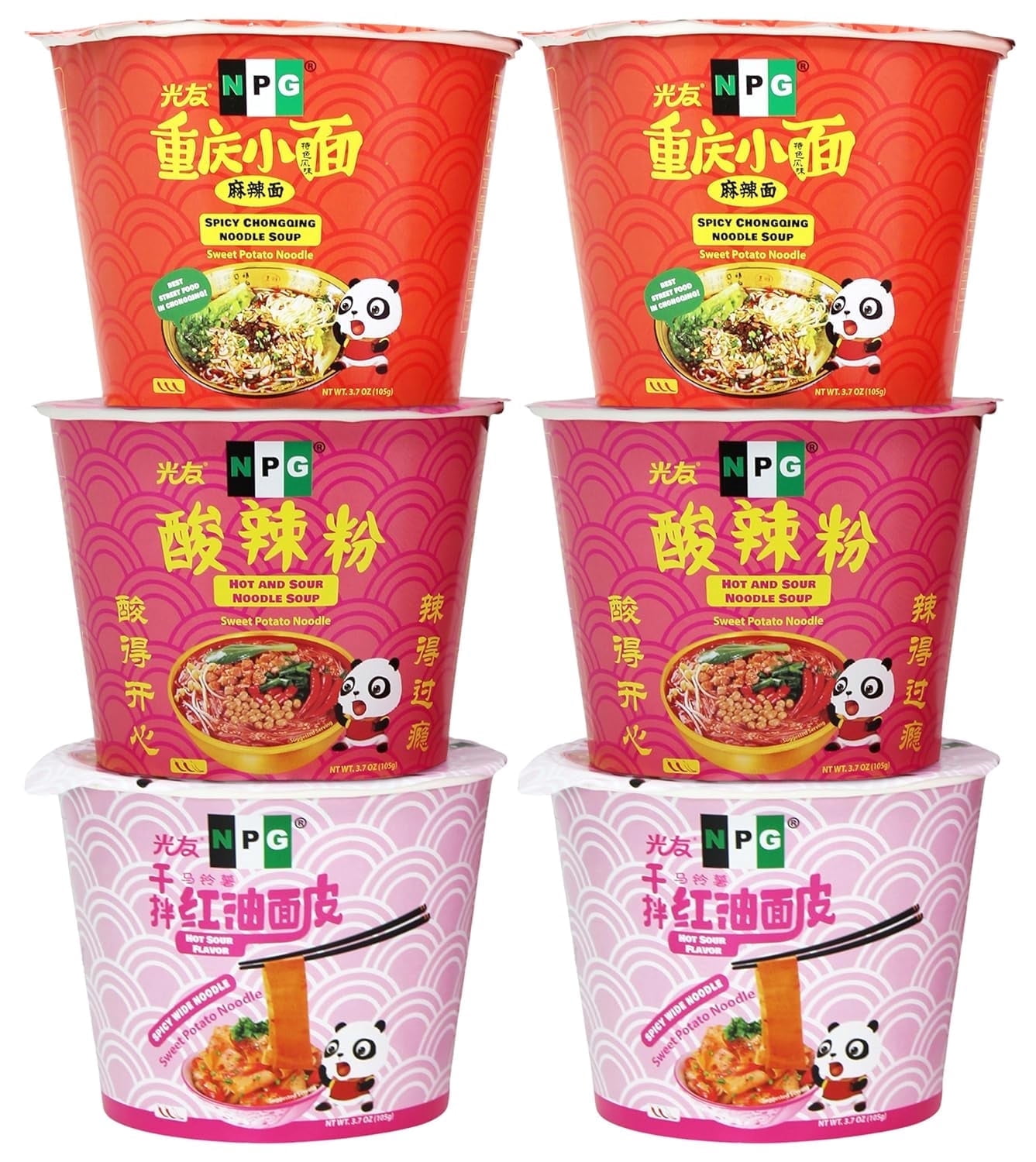 NPG Instant Ramen Noodle Variety Pack 3.7 oz (Pack of 6), Non-Fried ...