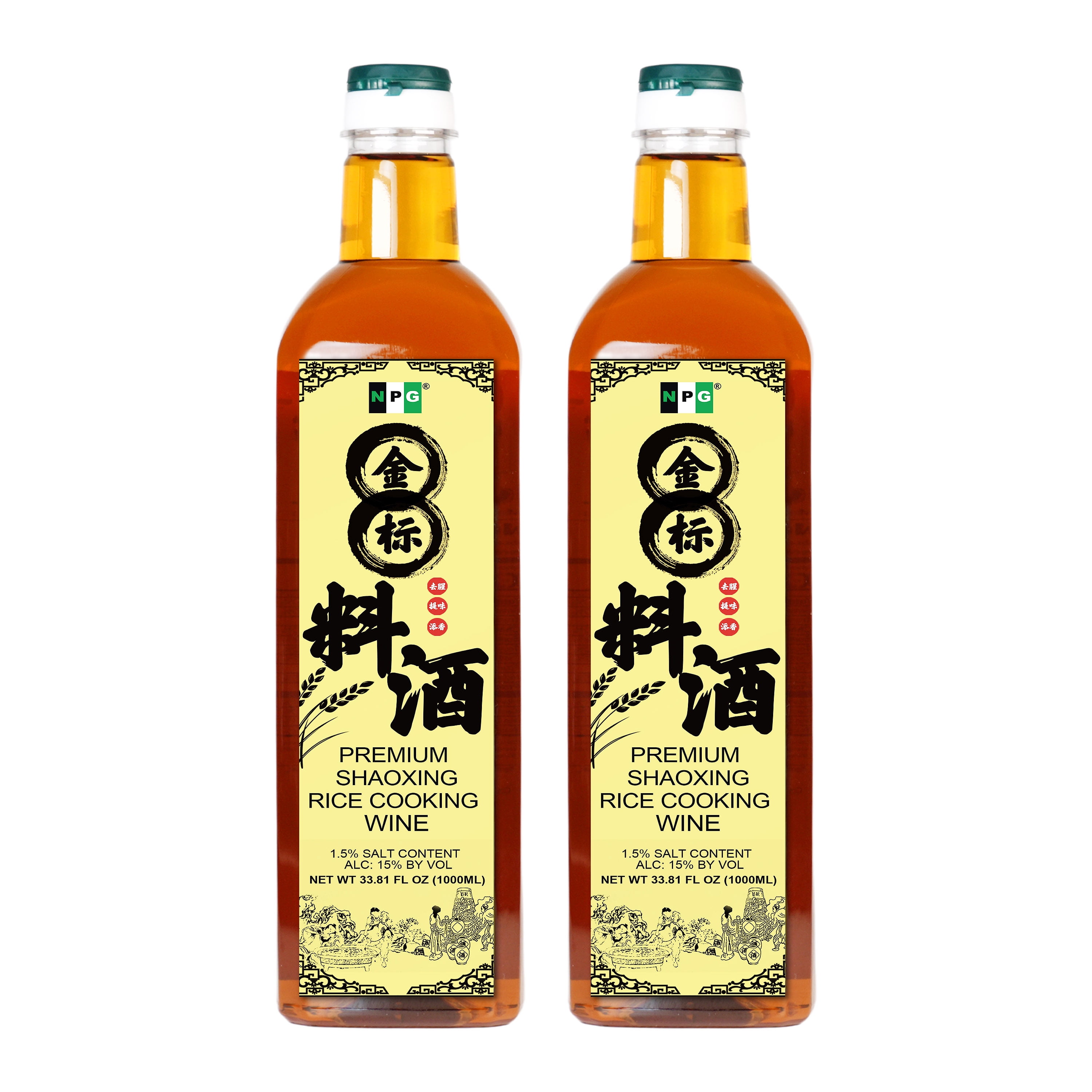 NPG Premium Shaoxing Cooking Wine 33.81 Fl Oz (Pack of 2), Shaoxing ...