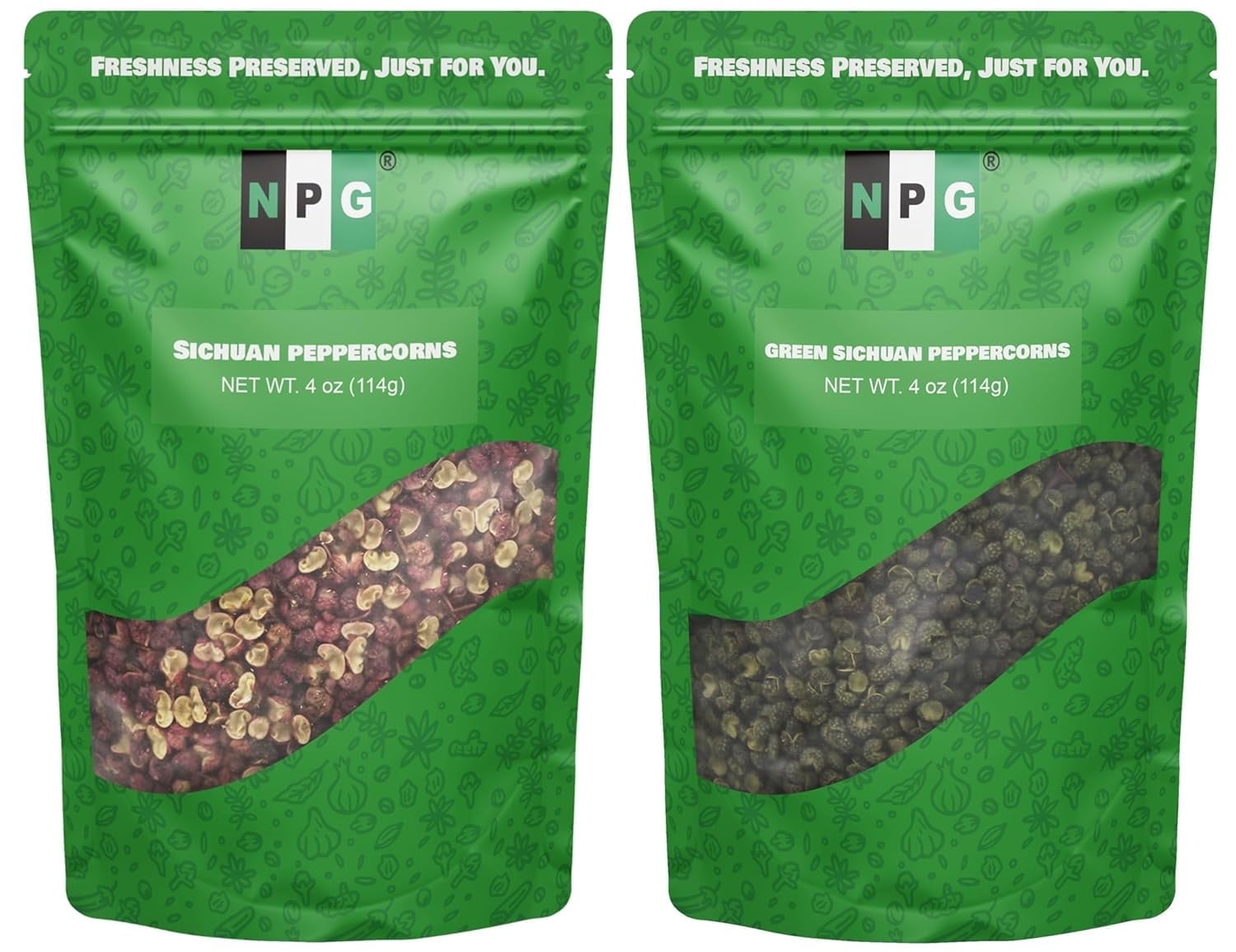 NPG Premium Sichuan Red + Green Peppercorn Powder 1.08oz Each, Mouth ...