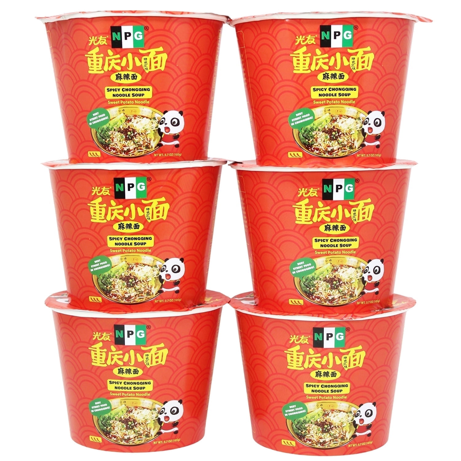 NPG Spicy Chongqing Instant Ramen Noodles 3.7 oz (Pack of 6), Non-Fried ...