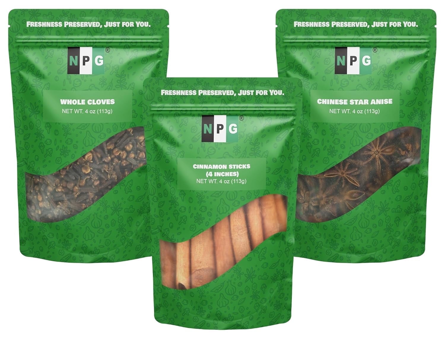 NPG Whole Cloves, Star Anise, and Cinnamon Sticks, 4 Oz Each (Pack of 3 ...