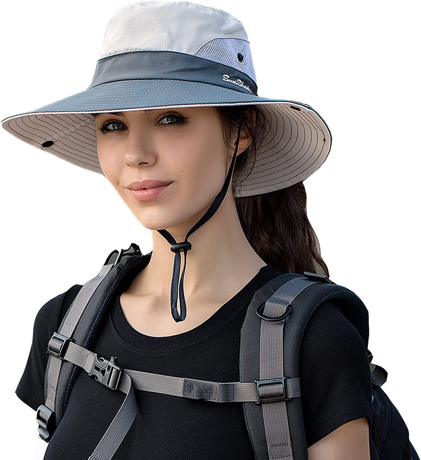 NPJY Sun Hat Womens Men 3” Wide Brim UPF 50+ Fishing Beach Bucket Hats ...