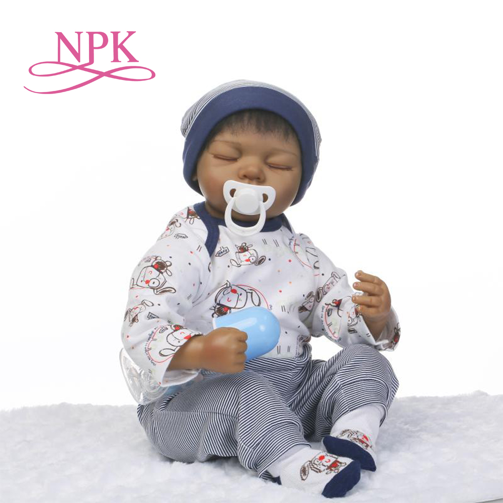 NPK 22" brazilian implanted hair sleeping baby simulation Bonecas bebe ...